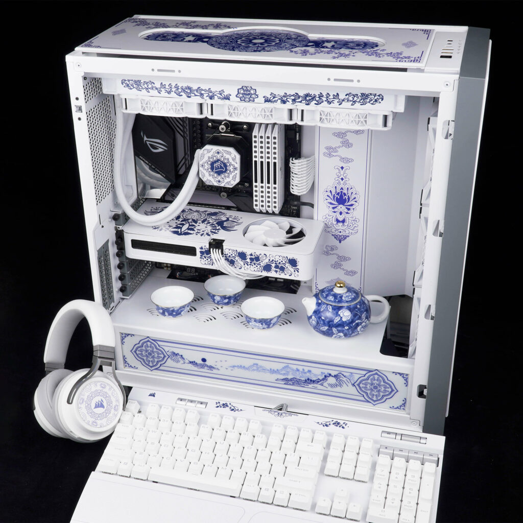 This Chinese Porcelain-Inspired PC Comes With Actual Tea Cups & Kettle