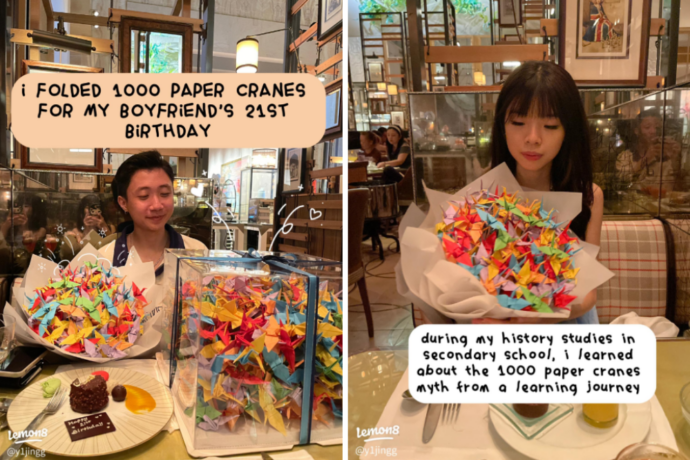 Singaporean Girl Folded 1000 Paper Cranes For Her BF’s Birthday