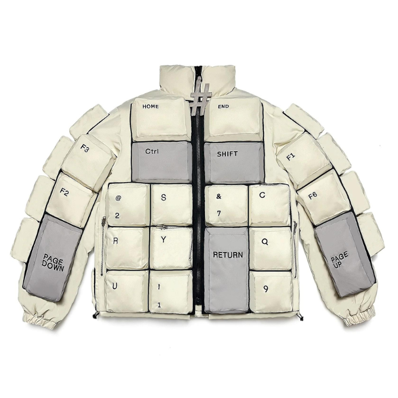This Keyboard Puffer Jacket Comes With Designs Of Key Caps